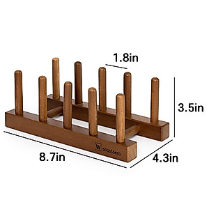 GOODSDECO Wooden Dish Rack - Chopping Board Stand, Dish Drying Rack for Dish Cup Bowl Cutting Board, Drying Rack Stand Storage Holder, Kitchen Countertop Organizer (S, Walnut)