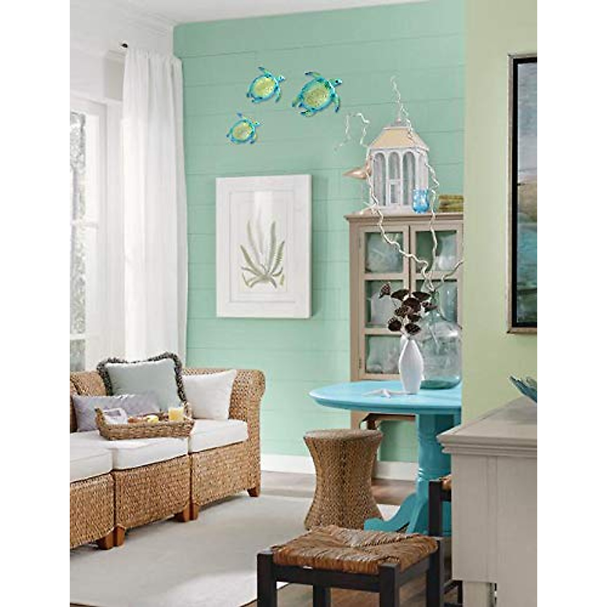 YOUIN Set of 3 Metal Sea Turtle Beach Theme Decor Wall Art Decorations for Indoor Outdoor Bathroom Garden