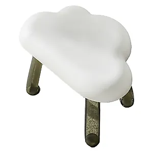 JUOPZKENN Childrens Stool, Childrens Stool Clouds Shape Top Transparent Leg Delicate Stool Clouds Shape Non Slip Chairs Delicate Plastic Stool, Home Decoration(White)