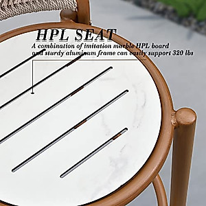 PURPLE LEAF Outdoor Counter Height Barstools Set Bistro Chairs Balcony Metal Seat with Back Aluminum Deck Patio Modern Rattan Wicker Bar Chairs