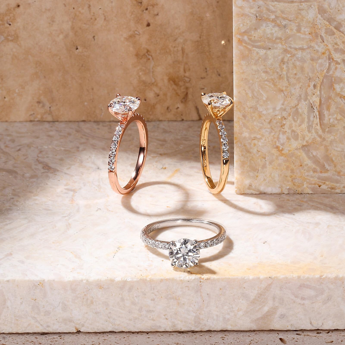 SMILEST Moissanite Engagement Rings for Women, 1.5ct Round D Color VVS1 Clarity Lab Created Diamond Rings 18K White Gold Plated Solid 925 Sterling Silver Solitaire Moissanite Promise Rings for Her