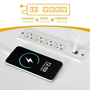 DWVO U Shaped Desk with Drawers, 79" Reversible L Shaped Desk with Power Outlets & LED Lights, Corner Computer Desk with Monitor Stand & Storage Shelves, White & Gold