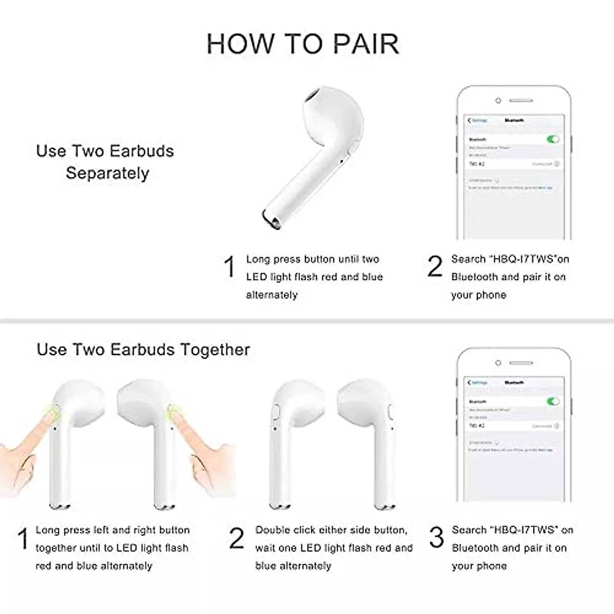 Tradencia Wireless Earbuds Bluetooth 5.0 Earphones IP65 Waterproof with Charging Case, 24H Music Playback 100H Standby Time, White