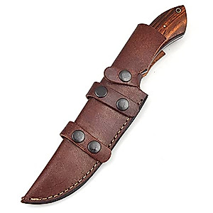 Handmade Damascus Steel Hunting Bowie Knife with Leather Sheath | 11'' Hand Forged Full Tang Fixed Blade Damascus Skinning Knives For Men and Women | EDC Razor Sharp Blade Bushcraft Camping Survival Knifes with Belt loop for Vertical and Horizontal Carry