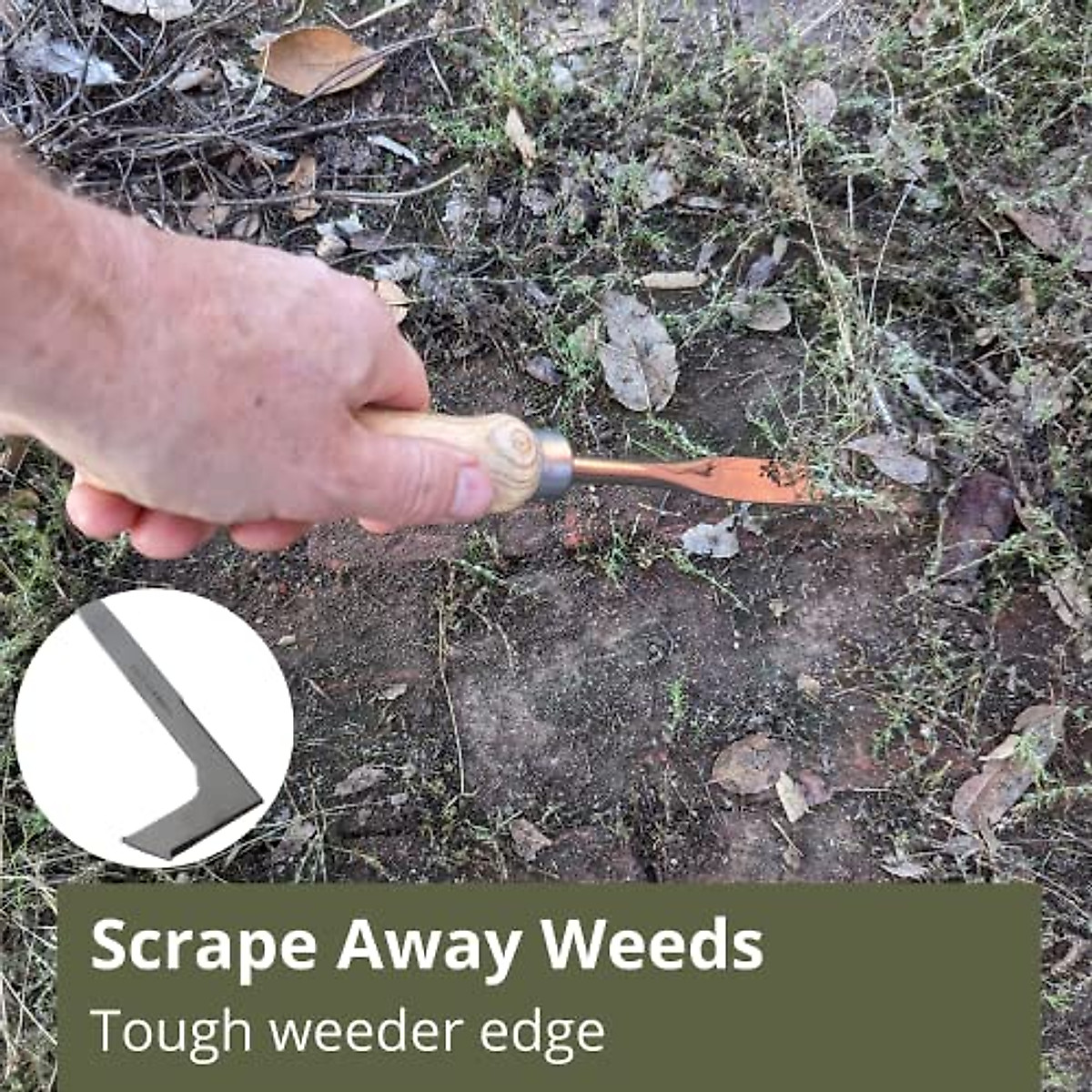 Weed Puller and Patio Paver Weeding Tool Set - Two Classic, Heavy Duty, Stainless Steel Weeding Tools with Beautiful Wooden Handles - by Truly Garden