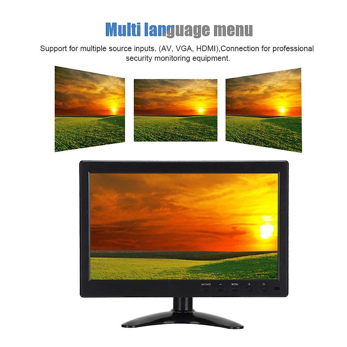 Tosuny 1080P Portable HDMI Monitor, 10.1-Inch HD 16:9 LCD Screen Dual Speakers Computer Monitor Display with HDMI/VGA/BNC/AV/USB(US Plug)