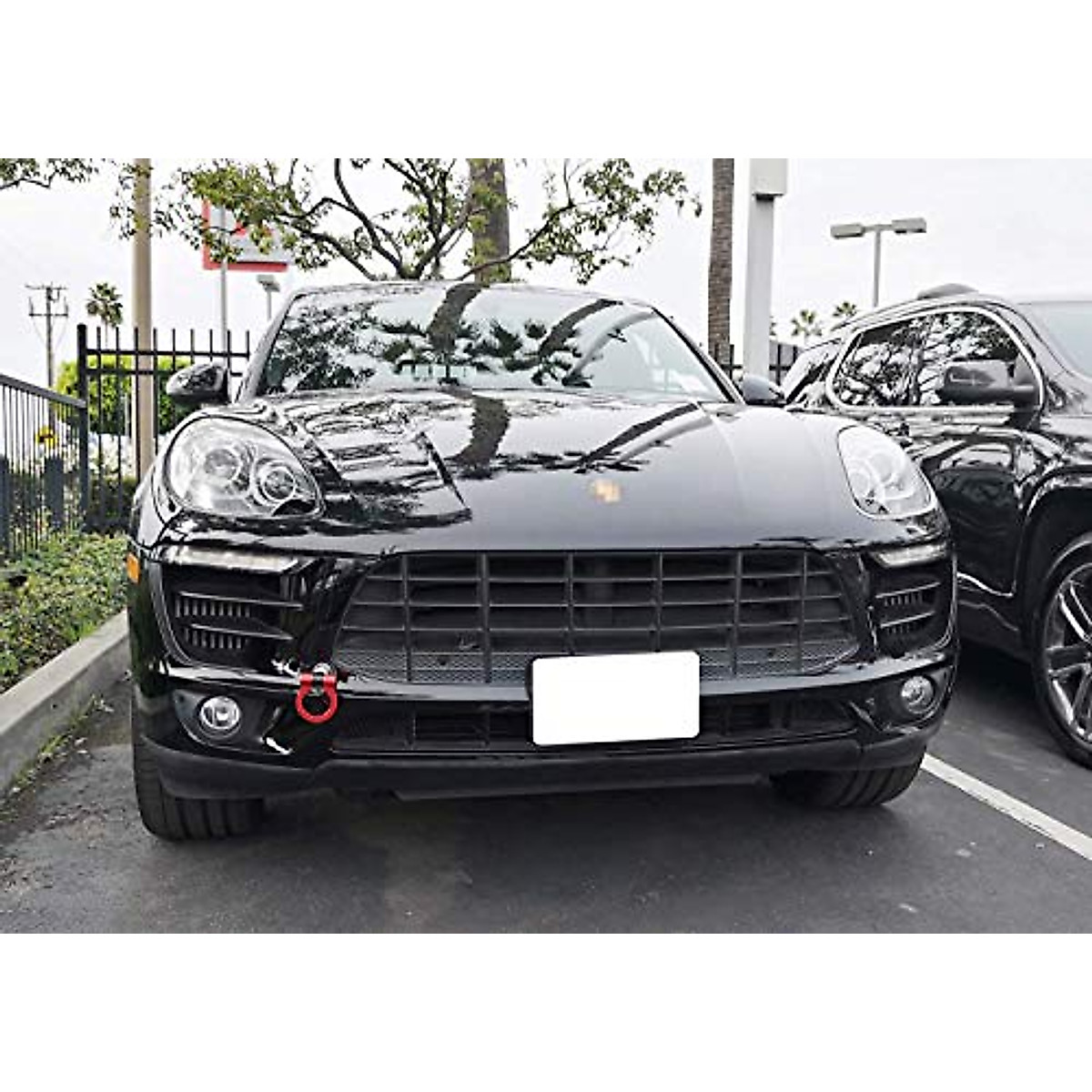 iJDMTOY Red Track Racing Style Front Bumper Tow Hook Ring Compatible With 2014-up Porsche Macan, 2015-2018 Audi Q3, 2016-up Audi Q7, Made of Light Weight CNC Aluminum