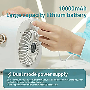 Portable Air Conditioner Fan，MiNi USB Evaporative Air Conditioner Fan，10000mAh cordless Rechargeable Personal Desktop Fan，3-Speed Silent for Office，Living Room，Bedroom，Car and Outdoor Activities（Blue）