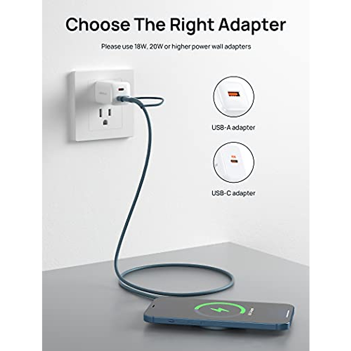 JSAUX Magnetic Wireless Charger Compatible with MagSafe Charger/iPhone 14/14 Pro/14 Plus/14 Pro Max/iPhone 13/13 Pro/13 Pro Max/13 Mini/iPhone 12, Magnetic Wireless Charging Pad, Mag Charger (Blue)