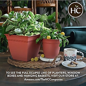 The HC Companies 16 Inch Eclipse Round Planter with Saucer - Indoor Outdoor Plant Pot for Flowers, Vegetables, and Herbs, White