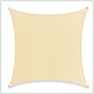 ColourTree 12' x 12' Beige Square CTAPS12 Sun Shade Sail Canopy Mesh Fabric UV Block - Commercial Heavy Duty - 190 GSM - 3 Years Warranty