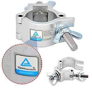 5 Pack Truss Clamps Stage Truss Lighting Clamp 5PCS Heavy Duty 165Lbs Stage Light Clamp 32-35mm O Clamp Aluminum Truss Finish Moving Head Light for LED PAR DJ Spots Lights, TUV Certificated（black）