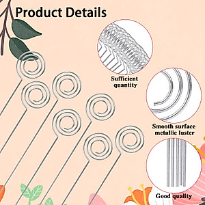 50Pcs Floral Picks, Floral Card Holder Pick Stick Wire Clip Place, Stand Card Holders Photo Clip Holder Picture Holders, Silver Round Floral Picks Stick Clip, Picture Note Clip Holder(12 cm/4.7inch)
