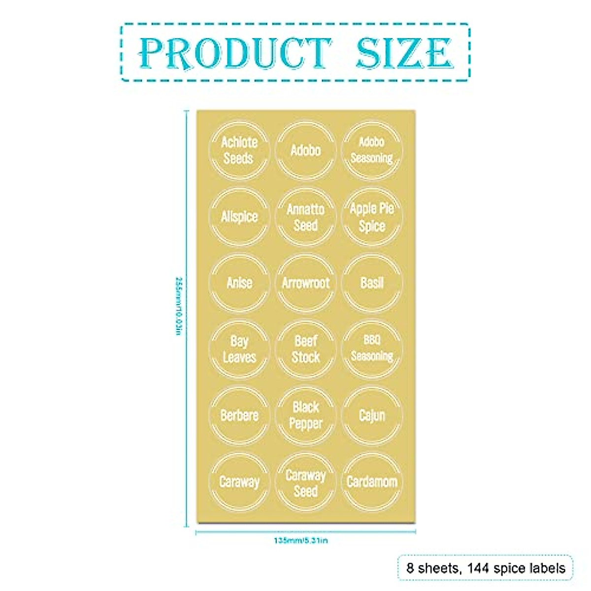 144 Pcs Transparent Spice Labels, Numbers for Jar Organization, Food Labels Waterproof Kitchen Seasoning Names Label, Preprinted White Letters Pantry Stickers (Transparent)