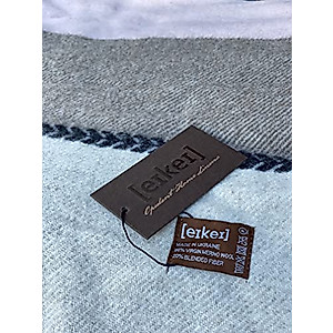 Eikei Merino Wool Throw Blanket Geo Wide Stripe Pattern Fringe Trim Soft Woolen Afghan Style Lightweight Machine Washable Cabana Stripes Scandi Style (Taupe and Pink, 55Wx78L)