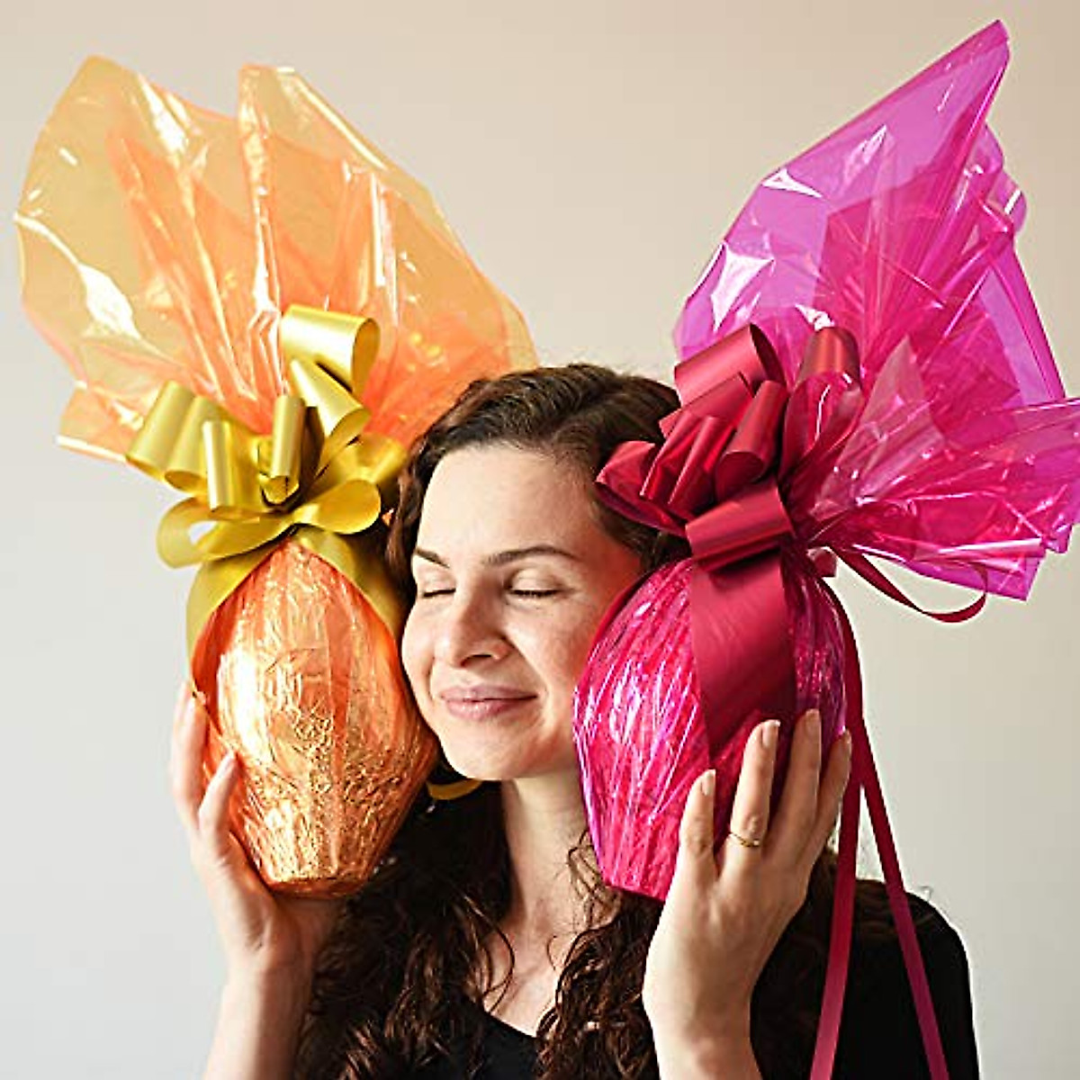 Easter Pink Cellophane Wrap Roll, Translucent Pink Cellophane Wrapping Paper, 16 Inch Width x 100 Ft Long Colored Cellophane Rolls for Gift Baskets, DIY Arts Crafts Decoration and More