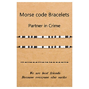 Latibel Best Friend Birthday Gifts For Women unique Matching Friendship Bracelets For 2 Partners in Crime Morse Code Bracelets For Women Sister Couple Bff Gifts