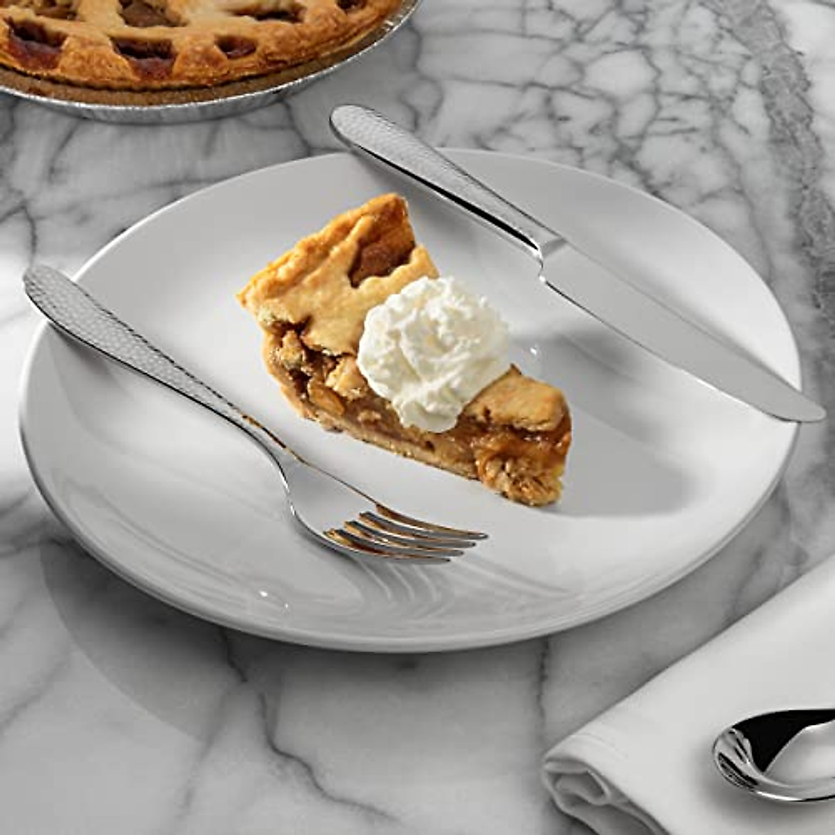 Hudson Essentials 40-Piece Bergamo Hammered 18/10 Mirror Stainless Steel Silverware Cutlery Set, Utensil Flatware Service for 8