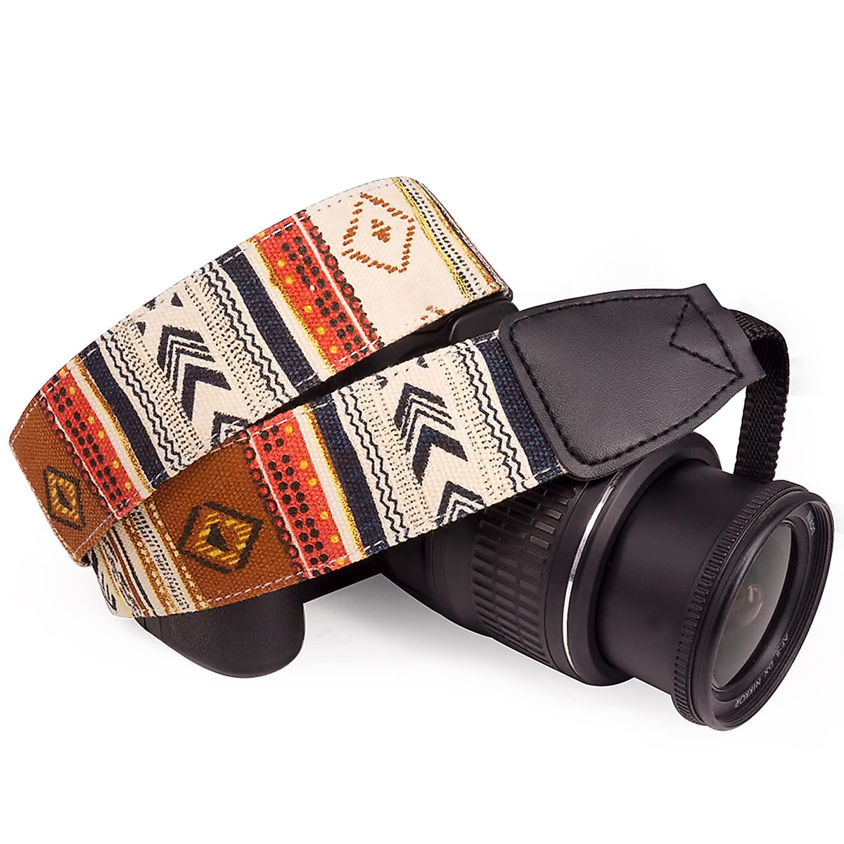 Wolven Pattern Canvas Camera Neck Shoulder Strap Belt Compatible With All DSLR/SLR/Men/Women etc, Yellow