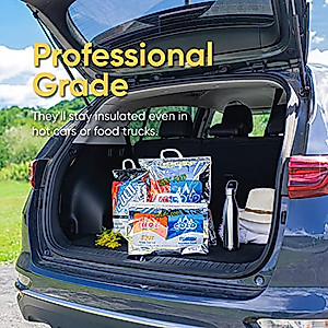 Pack of 12 Hot and Cold Insulated Bags- Food Storage for Frozen & Hot Items- Reusable Lunch Bags & Grocery Shopping Bags, Heavy Duty Refrigerated Totes, (20"x5.5"x19")