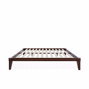 Bme Chalipa 14” Queen Bed Frame, Solid Wood Platform, Japanese Joinery, Wood Slat Support, No Box Spring, Easy Assembly, Minimalist and Modern Style, Walnut