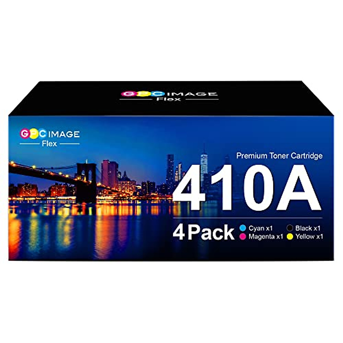 GPC Image Flex 410A 410X M477fdw M477fnw Toner Compatible Toner Replacement for HP 410A 410X CF410A Compatible with Color Laserjet Pro MFP M477fdw M477fnw M477fdn M452dn M452nw M452dw Printer(4 Pack)