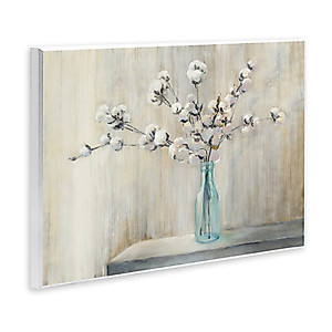 Stupell Industries Beautiful Cotton Flower Grey Brown Painting Wall Plaque Art Design by Julia Purinton 13 x 19