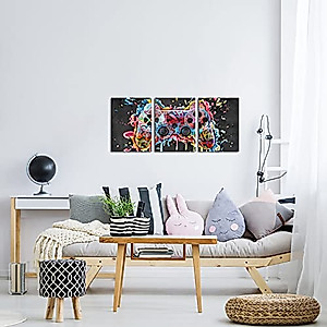 HOMEOART Gamer Wall Decor Game Room Decor Abstract Gamepad Painting Boys Bedroom Playroom Wall Decor Framed Gallery Wrap (12"x16"x3 Panels)