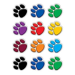 Teacher Created Resources Mini Accents, Colorful Paw Prints (5116),Multi Color