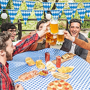 ZYP 236 Feet Oktoberfest Bavarian Check Flag, Large Oktoberfest Bavarian Pennant Banner for German Oktoberfest Themed Party Favors Decoration
