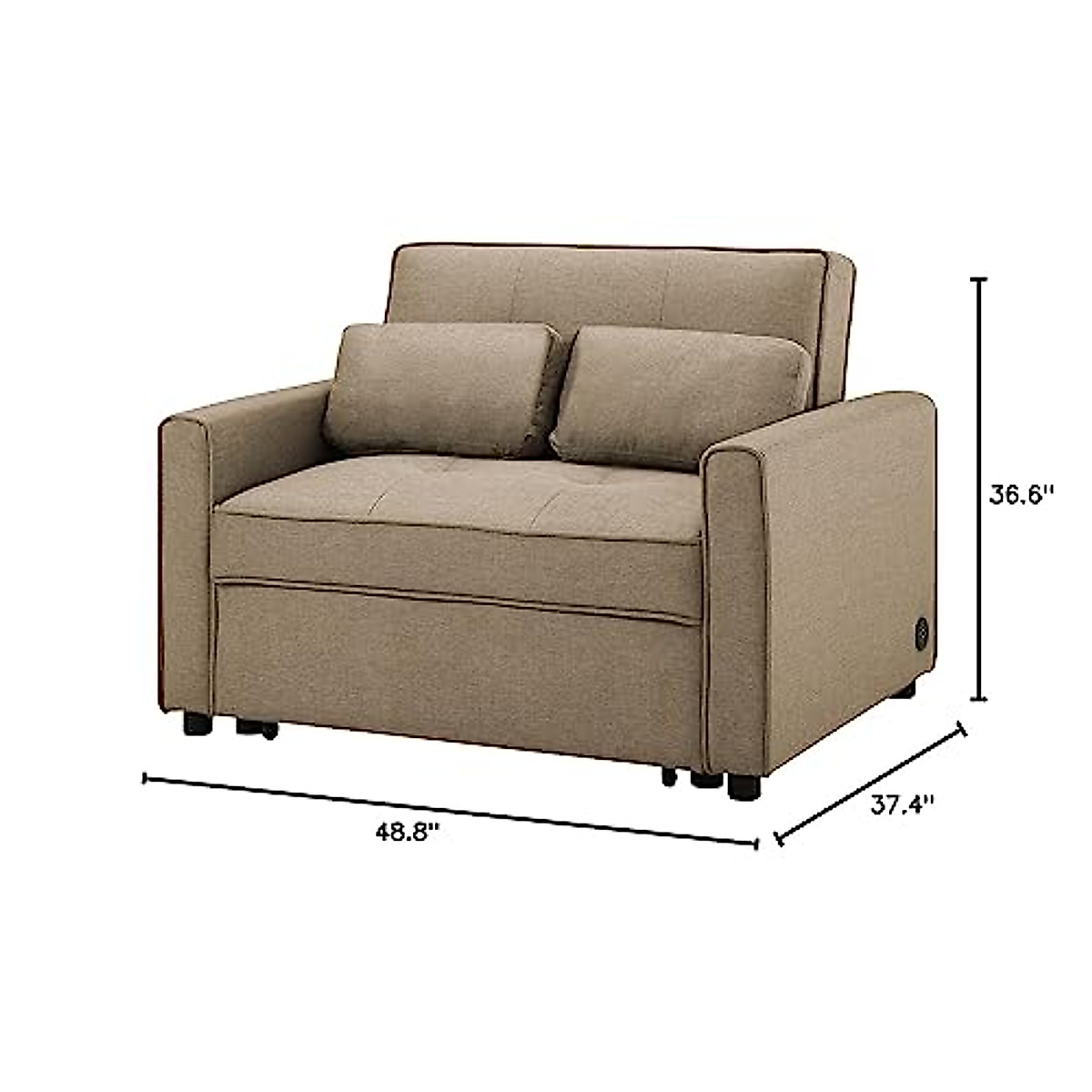 Lifestyle Solutions Serta Shelby Convertible Chair Sofabed, Tan
