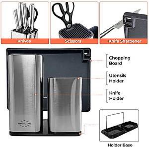 MENZELIANO 13 pcs kitchen knife set with block and cooking stainless steel utensils set with holder