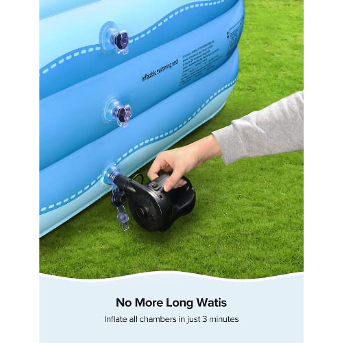 Inflatable Swimming Pool, Rectangle Above Ground Family Blow Up Pool, Swimming Pool for Kiddie Adults, Large Full-Sized Thickened Plastic Pool for Garden Backyard Outdoor