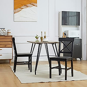 HOMCOM Modern Farmhouse Dining Chairs Set of 2, Wooden Kitchen Chairs with Cross Back, Solid Structure for Dining Room, Black