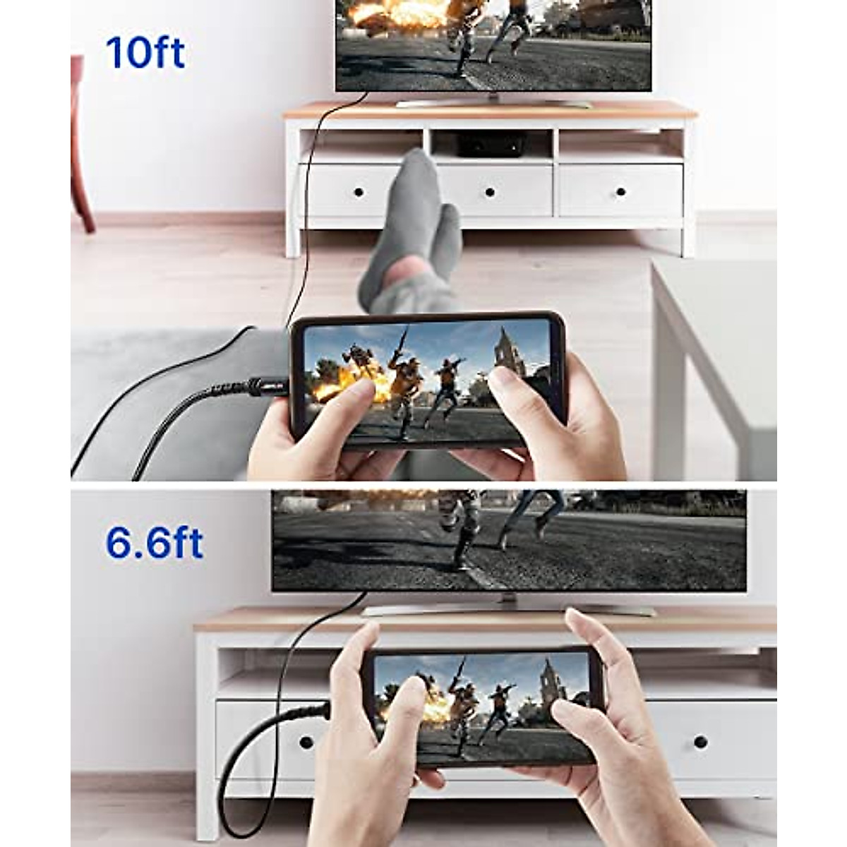 JSAUX USB C to HDMI Cable 10 FT【4K@60Hz】 USB 3.1 Type-C to HDMI 2.0 Cable for Home Office, (Thunderbolt 3/4 Compatible) with Galaxy S8 to S22, MacBook Pro/Air, iPad Pro, iMac, Mac Mini -Black