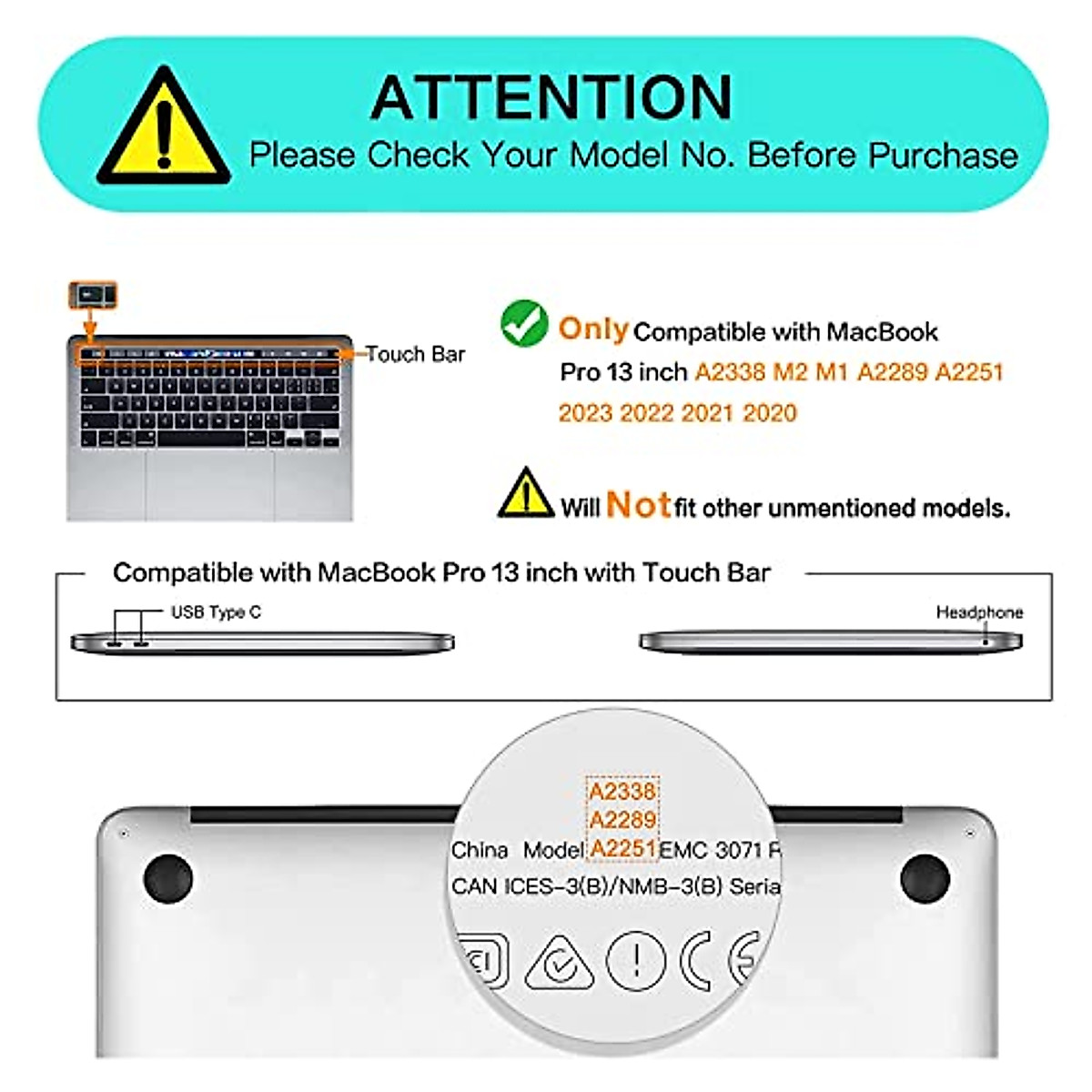 MOSISO Compatible with MacBook Pro 13 inch Case M2 2023 2022 2021 2020 A2338 M1 A2289 A2251 with Touch Bar Touch ID, Heavy Duty Plastic Hard Shell Case with TPU Bumper & Keyboard Cover, Black