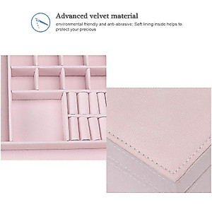 ProCase Velvet Jewelry Box Organizer for Women, 2 Layer Jewelry Display Storage Holder Case for Necklace Earrings Bracelets Rings -Pink