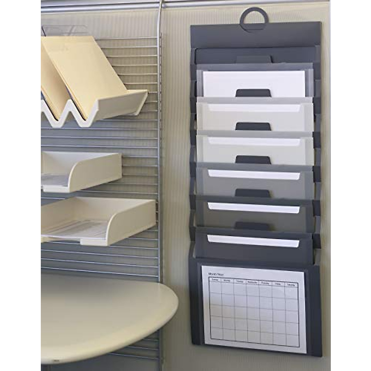 Smead Cascading Wall Organizer, 6 Pockets, Letter Size, Gray/Neutral Pockets (92061)