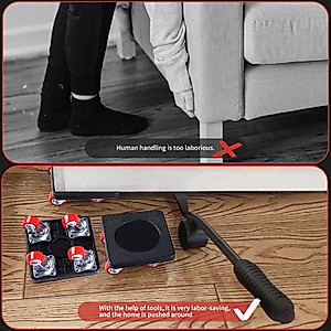 Kocuos Moving Dolly with Casters, Hardwood Furniture Dolly Set with Lifter, Movers Dolly for Heavy Furniture in Home, Office or Warehouses - Large Load Capacity Safe Dolly (4 Wheels)