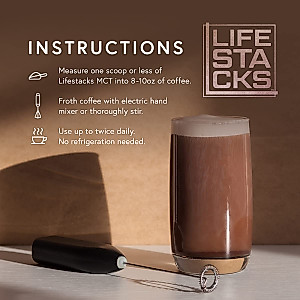 LIFESTACKS Vanilla MCT Oil Powder to Boost Energy & Focus - Nootropics + Adaptogens for an Elevated Coffee Experience - Keto, Vegan, 0 Sugar - Stacked for Success with Ginseng, Rhodiola, L-Tyrosine