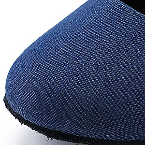 LOVELY BEAUTY Lady's Ballroom fabricmps Dance Shoes,Blue Fabric, 1.4" Heel, 8.5 B(M) US