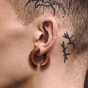 Covet Jewelry Organic Saba Wood Round Ear Spiral Taper/Septum Hangers (2 GA (6mm))