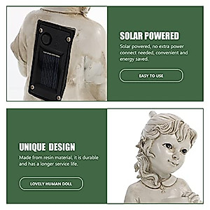 LIOOBO Solar Fireflies Solar Girl Statue Fairy Girl Garden Statue Solar Powered LED Light for Garden Decor Porch Lawn Art Decorations Housewarming Garden Gift