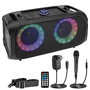 Pyle Wireless Portable Bluetooth Boombox Speaker - 500W Rechargeable Boom Box Speaker Portable Barrel Loud Stereo System - Flashing LED, FM Radio/Aux/MP3/USB Flash Drive/Micro SD, & 1/4 in -PPHP652B