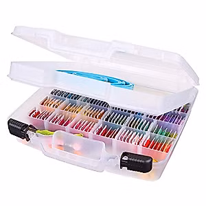 ArtBin 6962AB Quick View Deep Base Carrying Case with Removable Dividers and Tray, Portable Art & Craft Storage Box, 15", Clear