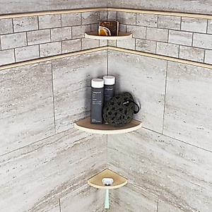 Questech Decor Corner Shower Shelf, Lugged for New Construction, Shower Corner Shelf for Tiled Walls, 10 Inch Metro Lugged Shower Caddy Bathroom Organizer, Sand Matte