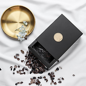 Runyangshi Natural Stones Irregular Shaped Small Tumbled Chip Gravel Crushed Gemstone Home Garden Fish Tank Decoration (Smoky Quartz, 9-12)