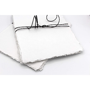 Shizen Design Watercolor Paper, 8.5 x 11 inch 200GSM Cotton Rag Paper Deckled Edge, Torn Paper, Handmade Paper Sheets for Drawing, Watercolor, Sketching