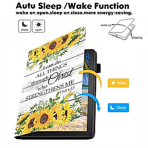 POIUYTREW Case for Samsung Galaxy Tab A8 10.5 Inch 2022 (SM-X200/X205/X207), PU Leather Folio Case Smart Cover with Stand & Auto Wake Sleep, Inspirational Floral Christian Quotes Bible Verse Phil 4:13
