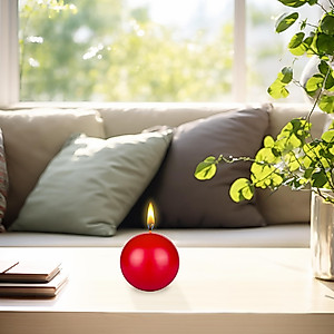 Mega Candles 6 pcs Unscented Red Round Ball Candle, Hand Poured Premium Wax Candles 3 Inch x 3 Inch, Home Décor, Wedding Receptions, Baby Showers, Birthdays, Celebrations, Party Favors & More